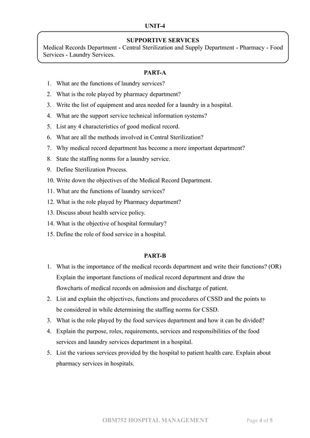 OBM752 Hospital Management Question Bank | PDF | Human Resources | Business