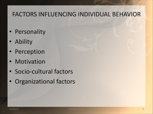 OB - INDIVIDUAL BEHAVIOUR | PPT