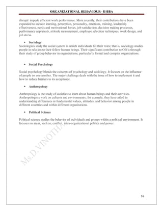 organisational Behaviour notes of BBA guys | PDF
