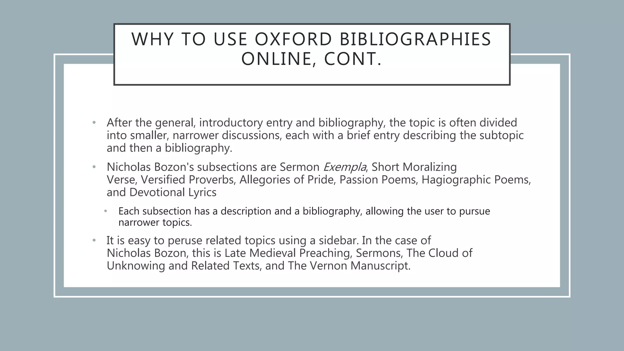 Oxford Bibliographies Online Instructional Presentation | PPTX