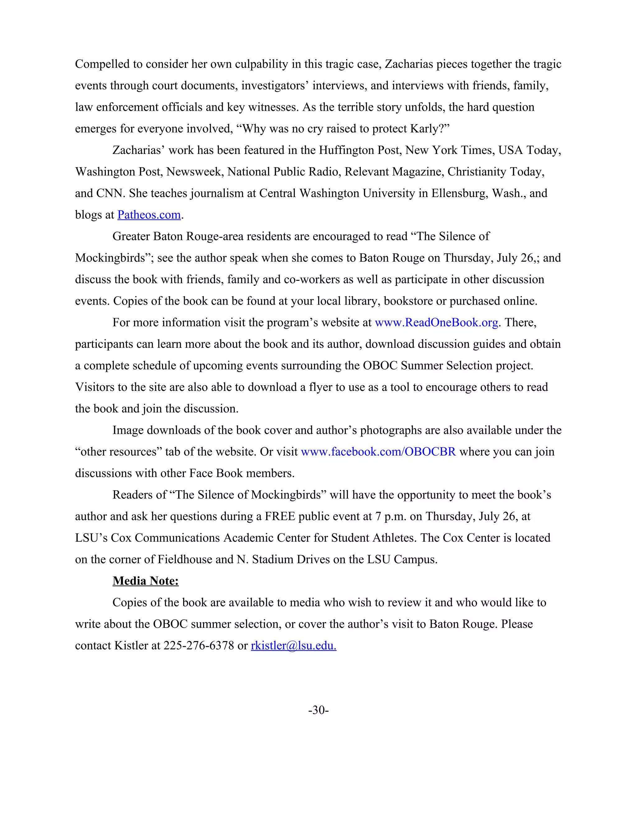 OBOC Press Release | PDF