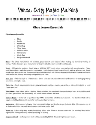 Oboe Lesson Essentials | PDF
