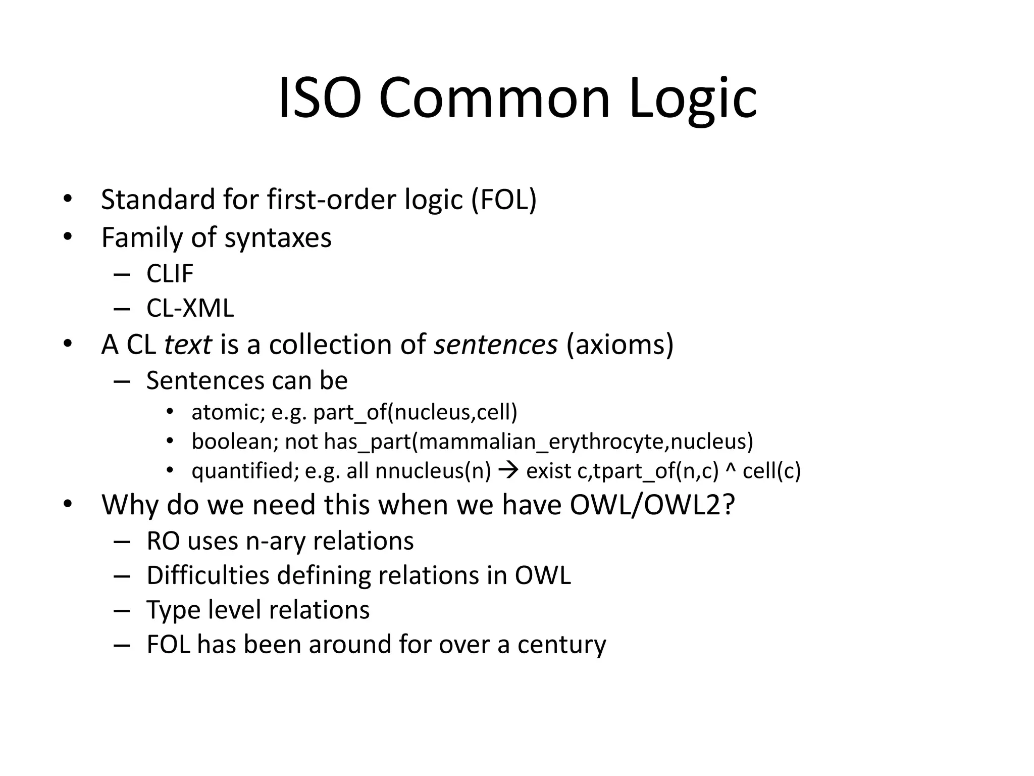 Obo and common logic | PPTX | Science