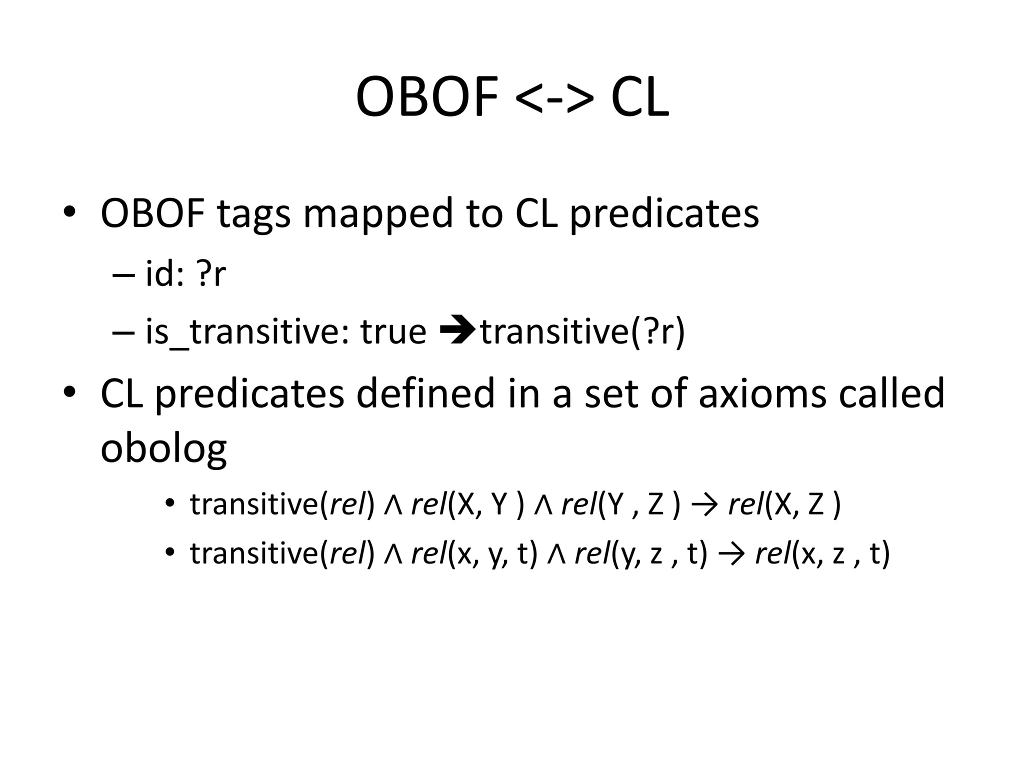 Obo and common logic | PPTX | Science