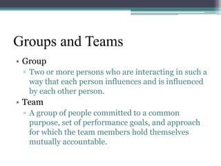 Group behaviour and Team work | PPTX