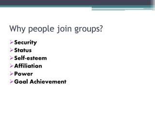 Group behaviour and Team work | PPTX