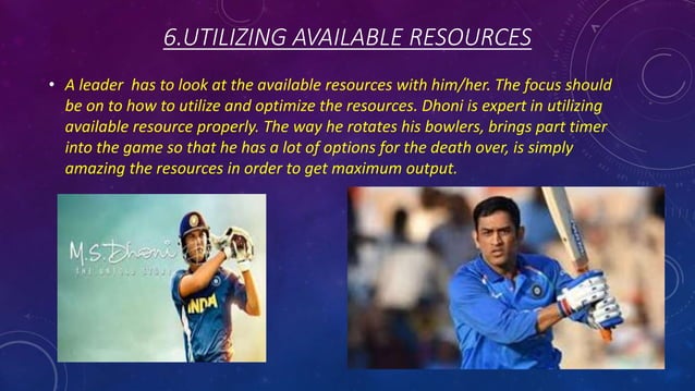 Leadership analysis with the reference to M.S dhoni | PPTX | Executive Leadership & Management ...
