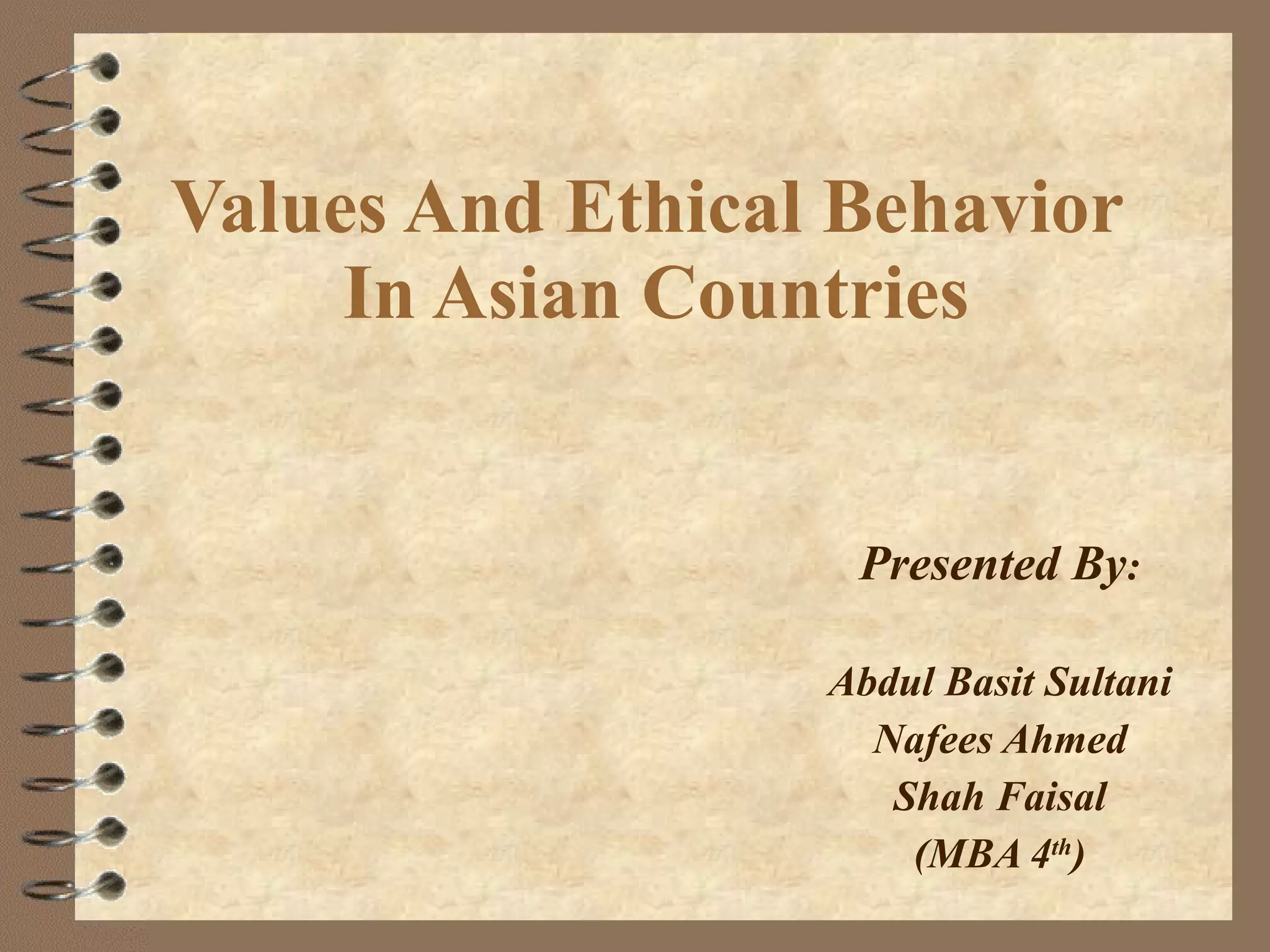 values and ethical behavior in asian countries | PPT
