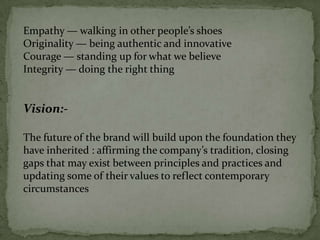 Comparison of Vision, Mission & Goals of different companies in ...