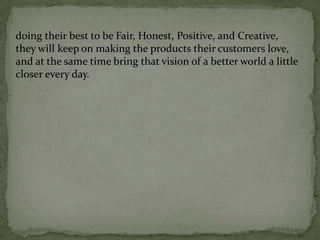 Comparison of Vision, Mission & Goals of different companies in ...