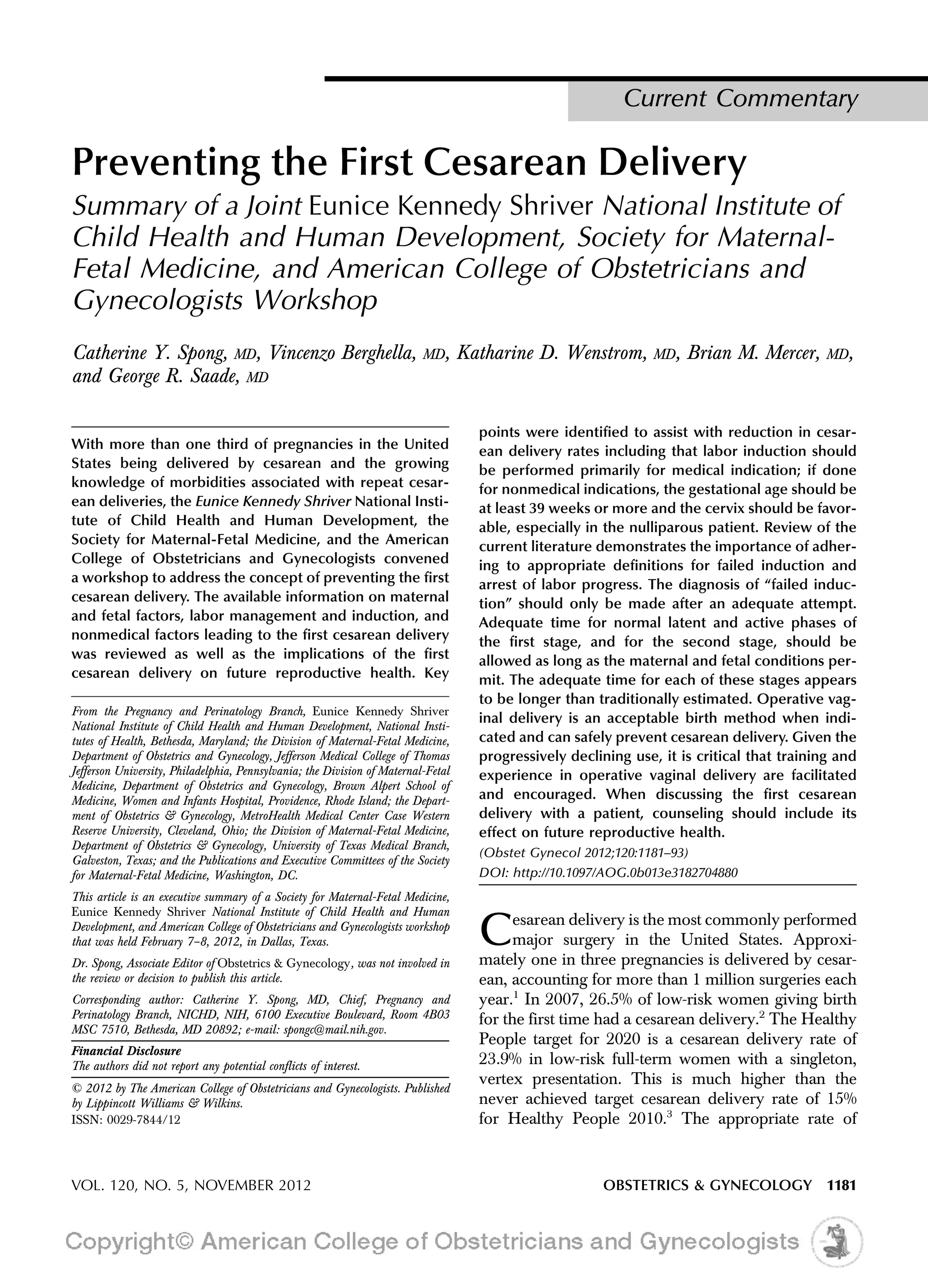 Preventing the first cesarean delivery | PDF | Pregnancy | Reproductive ...