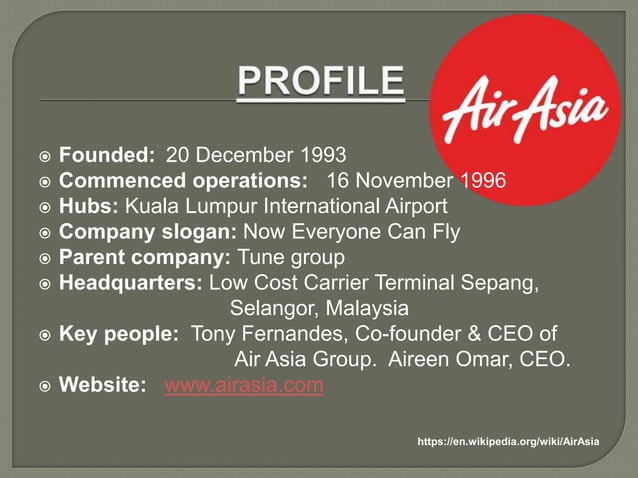 AIR ASIA COMPANY PROFILE | PPTX