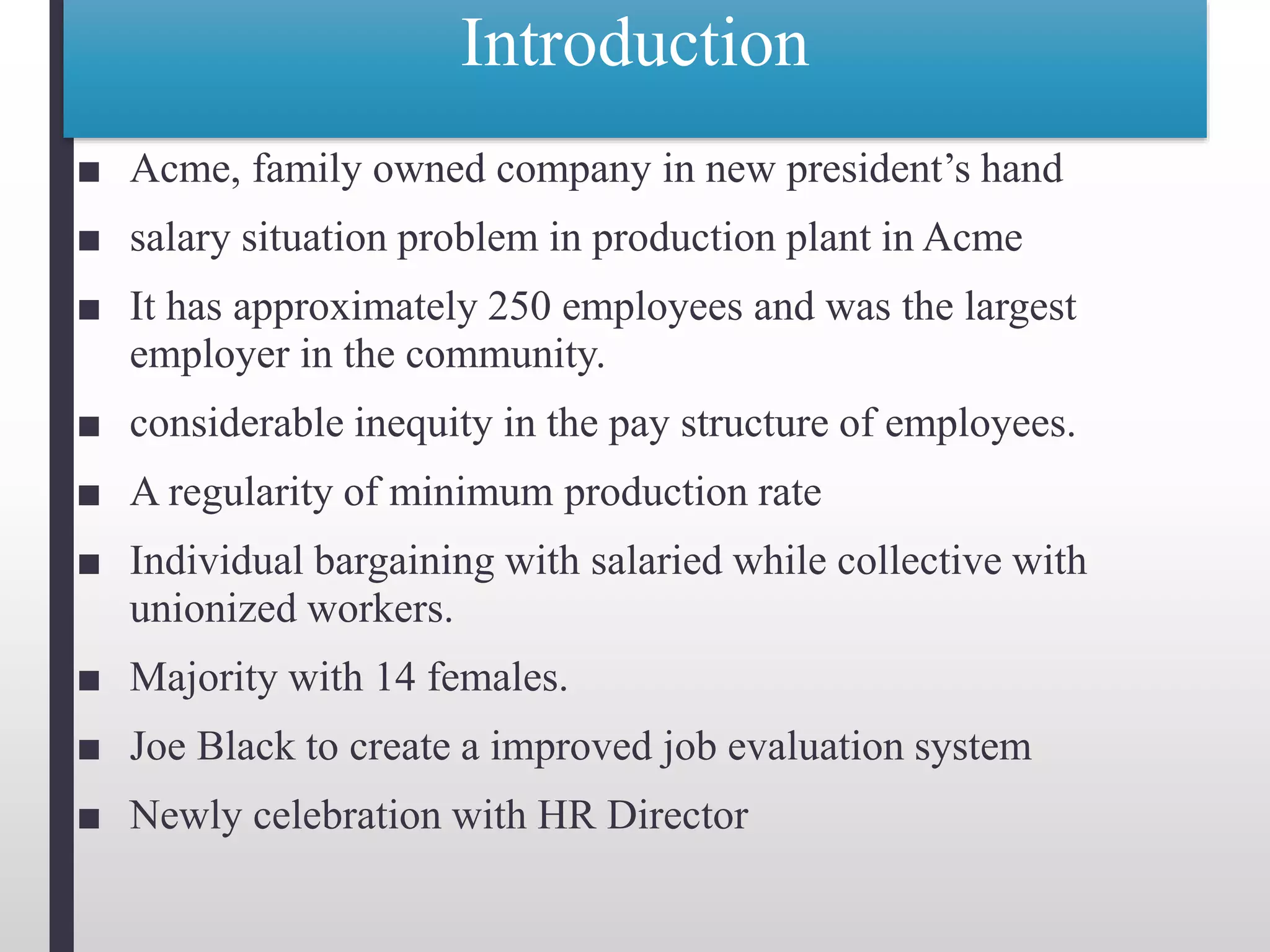 Case Study on Salary Inequalities in Acme Manufacturing | PPTX