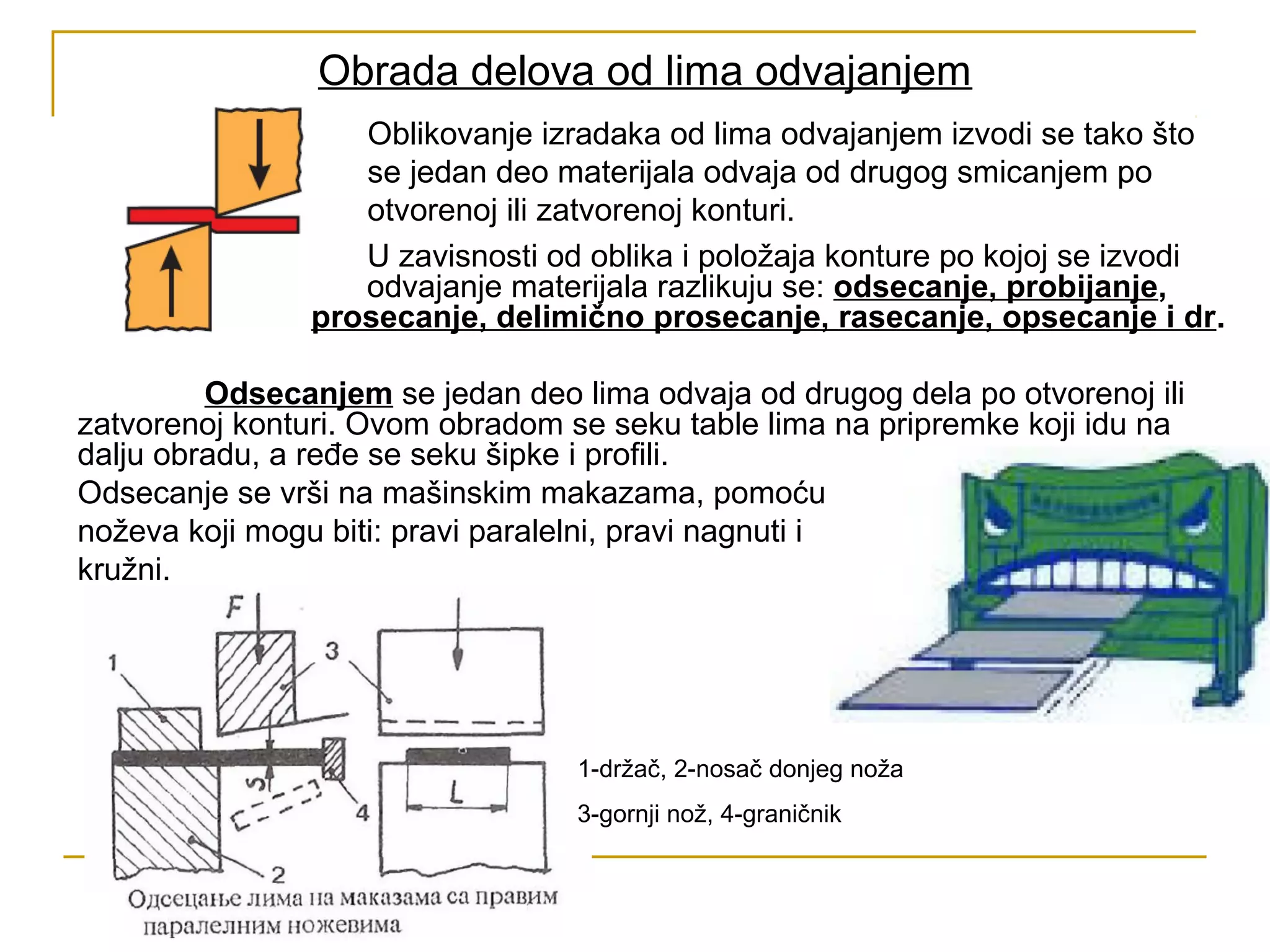 Obrada delova od lima odvajanjem | PPT