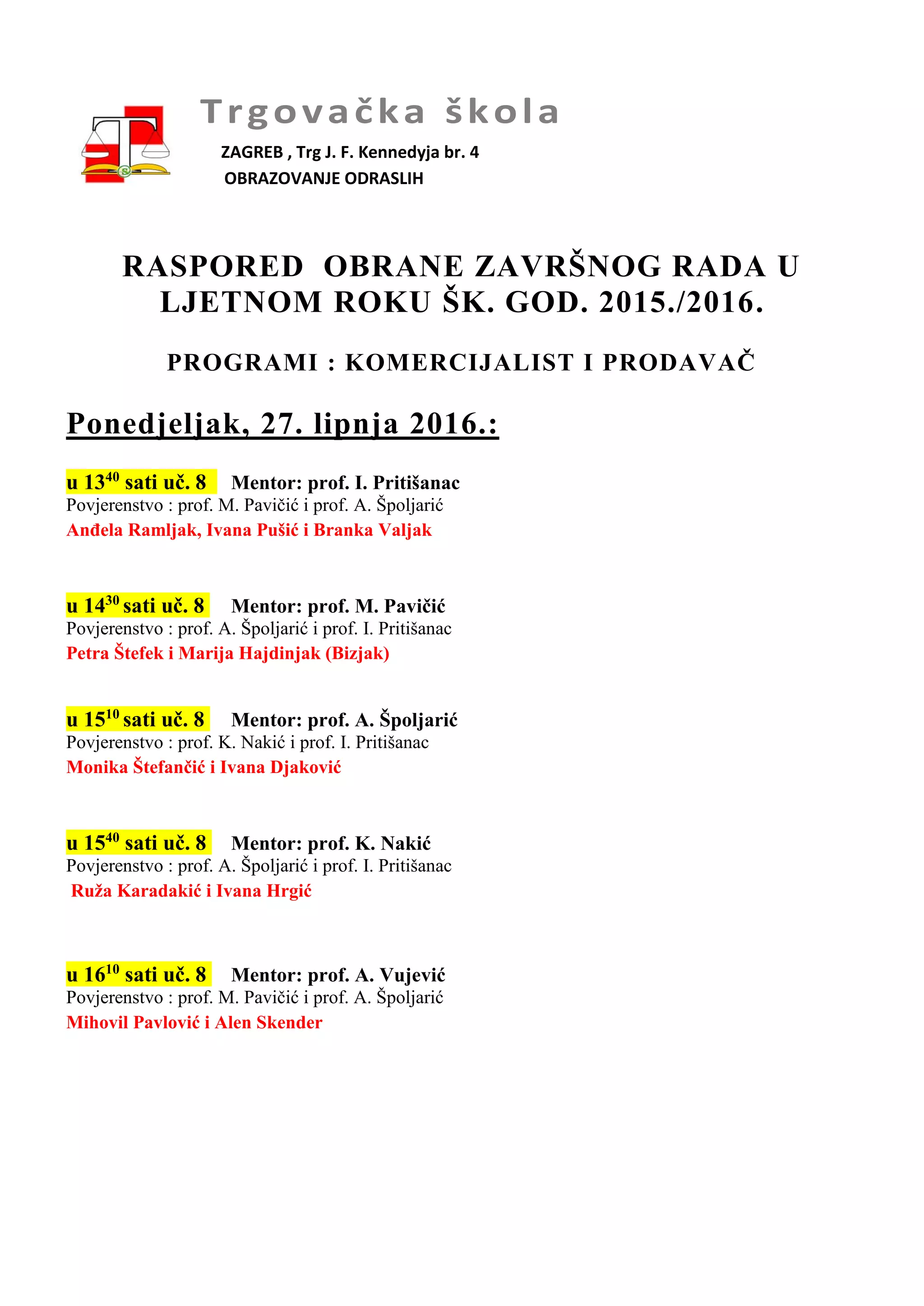 Obrana zavrsni rad_2015-16 ljeto - vecernja | PDF