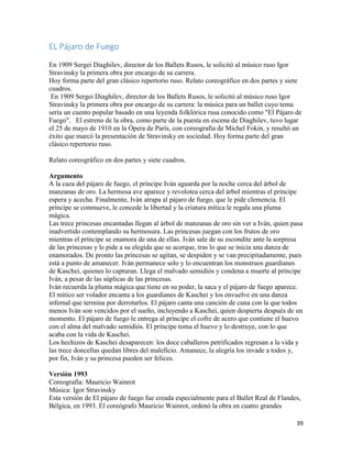 Danza Clásica. Argumento de Obras | PDF