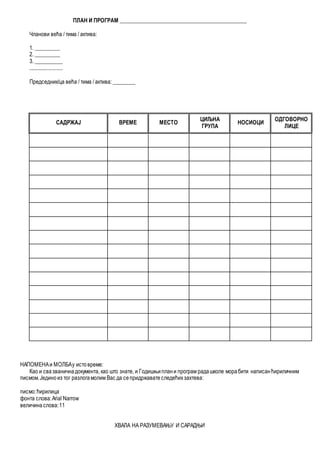 Obrazac za plan rada | DOCX