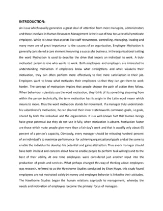 report on employee motivation | DOCX