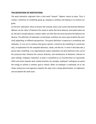 report on employee motivation | DOCX
