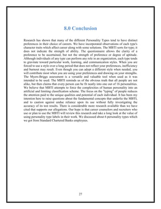 MBTI reseach paper in standard Chartered Bank | DOC