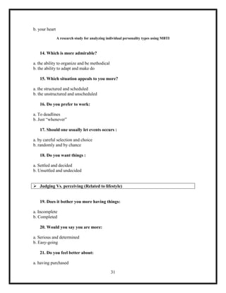 MBTI reseach paper in standard Chartered Bank | DOC