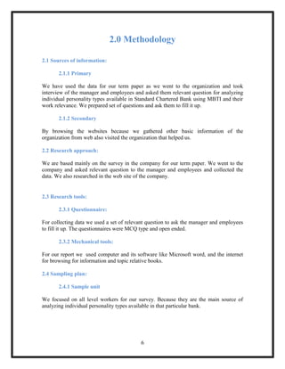 MBTI reseach paper in standard Chartered Bank | DOC