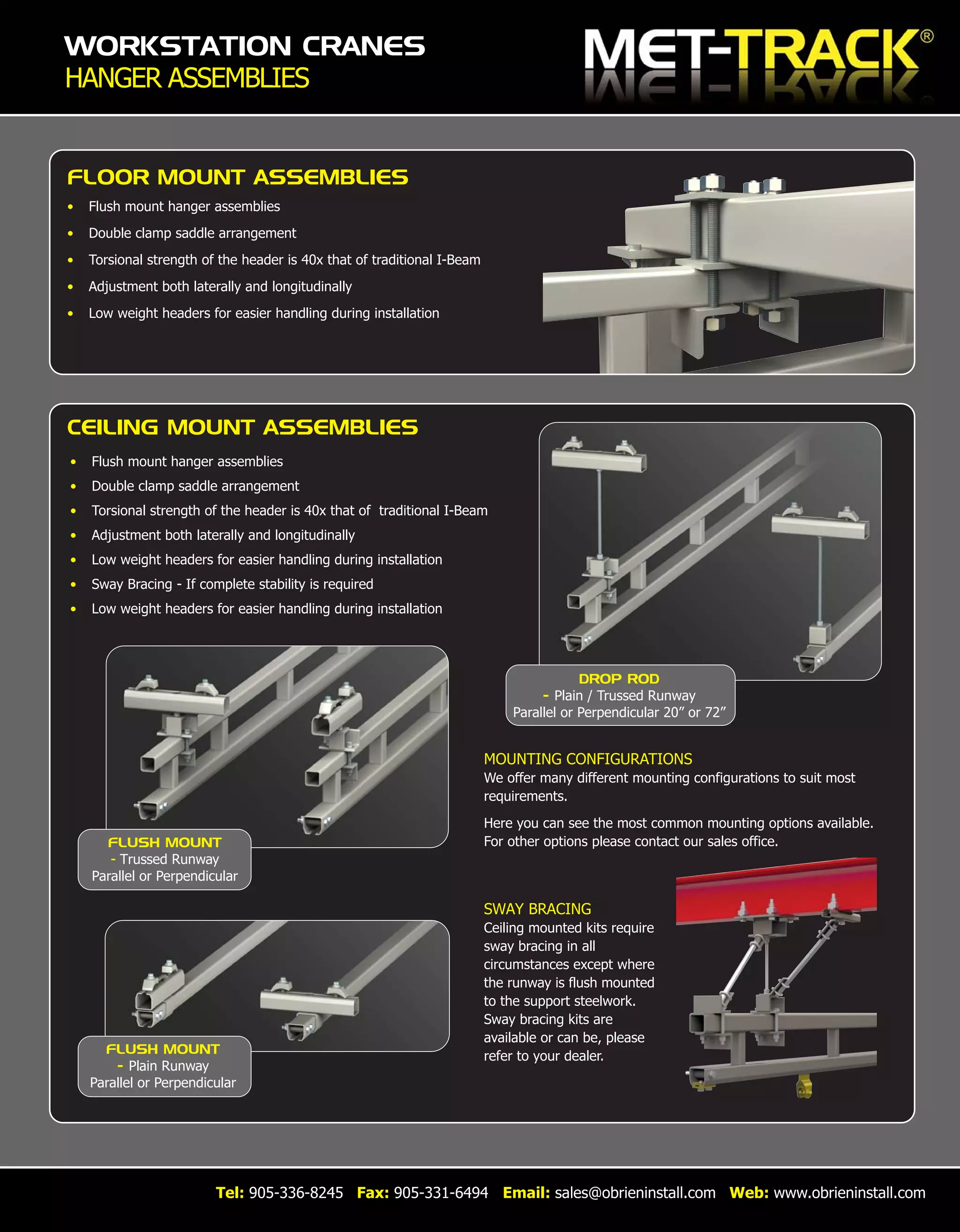 Workstation Bridge Cranes - O'Brien MET-TRACK | PDF