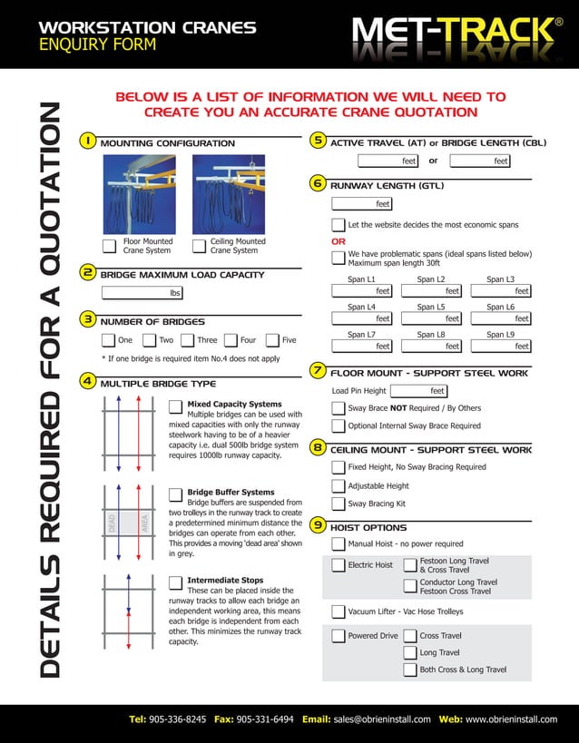 Workstation Bridge Cranes - O'Brien MET-TRACK | PDF