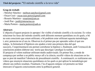 Obrint ciència métode científic | PPTX