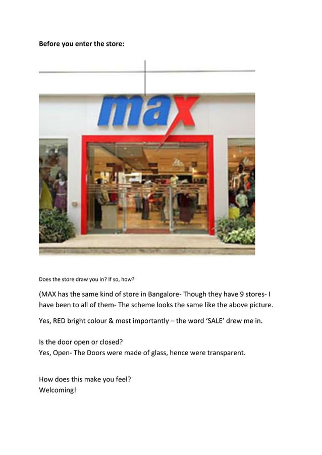 OBSERVATION IN A RETAIL STORE | DOCX