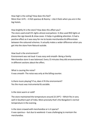 OBSERVATION IN A RETAIL STORE | DOCX