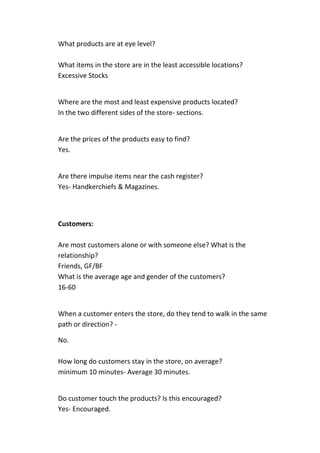 OBSERVATION IN A RETAIL STORE | DOCX