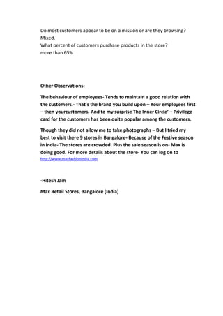 OBSERVATION IN A RETAIL STORE | DOCX