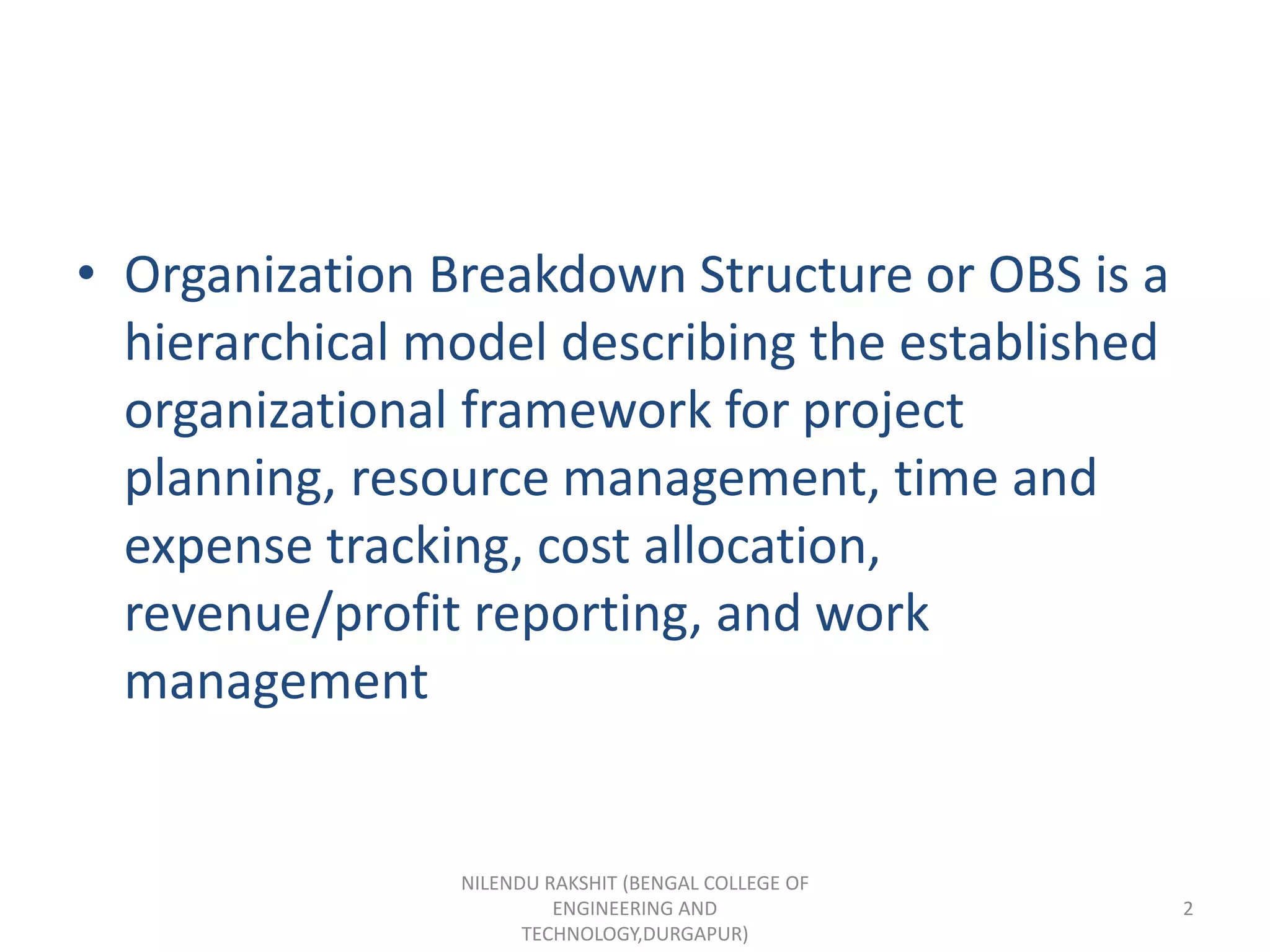 Organization Breakdown Structure | PPTX