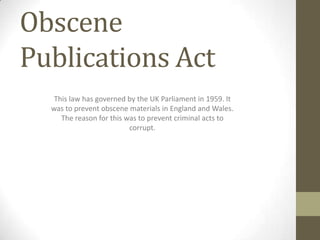 Obscene publications act | PPTX
