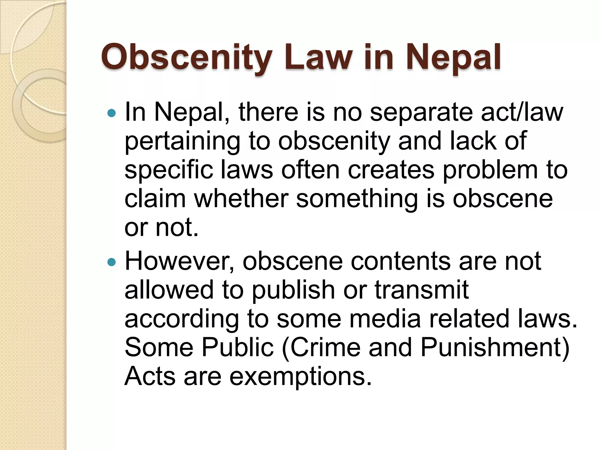 Obscenity Law in Nepal | PPTX