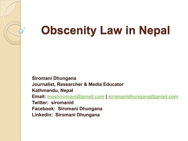 Obscenity Law in Nepal | PPT