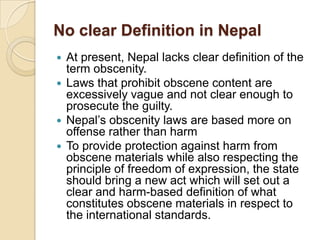 Obscenity Law in Nepal | PPTX