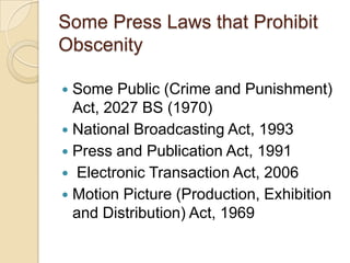 Obscenity Law in Nepal | PPTX