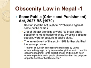 Obscenity Law in Nepal | PPTX