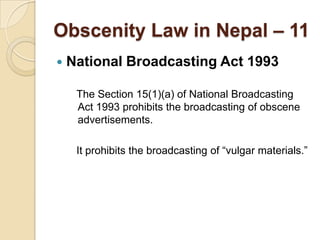 Obscenity Law in Nepal | PPTX