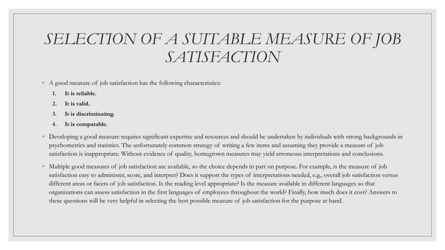 Job Satisfaction - Measurement & Importance. | PPTX
