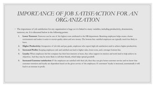 Job Satisfaction - Measurement & Importance. | PPTX