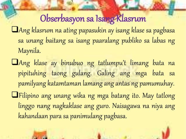 Obserbasyon Sa Isang Klasrum | PPTX