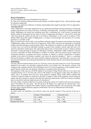 Observable effects of developing mathematical skills of students ...