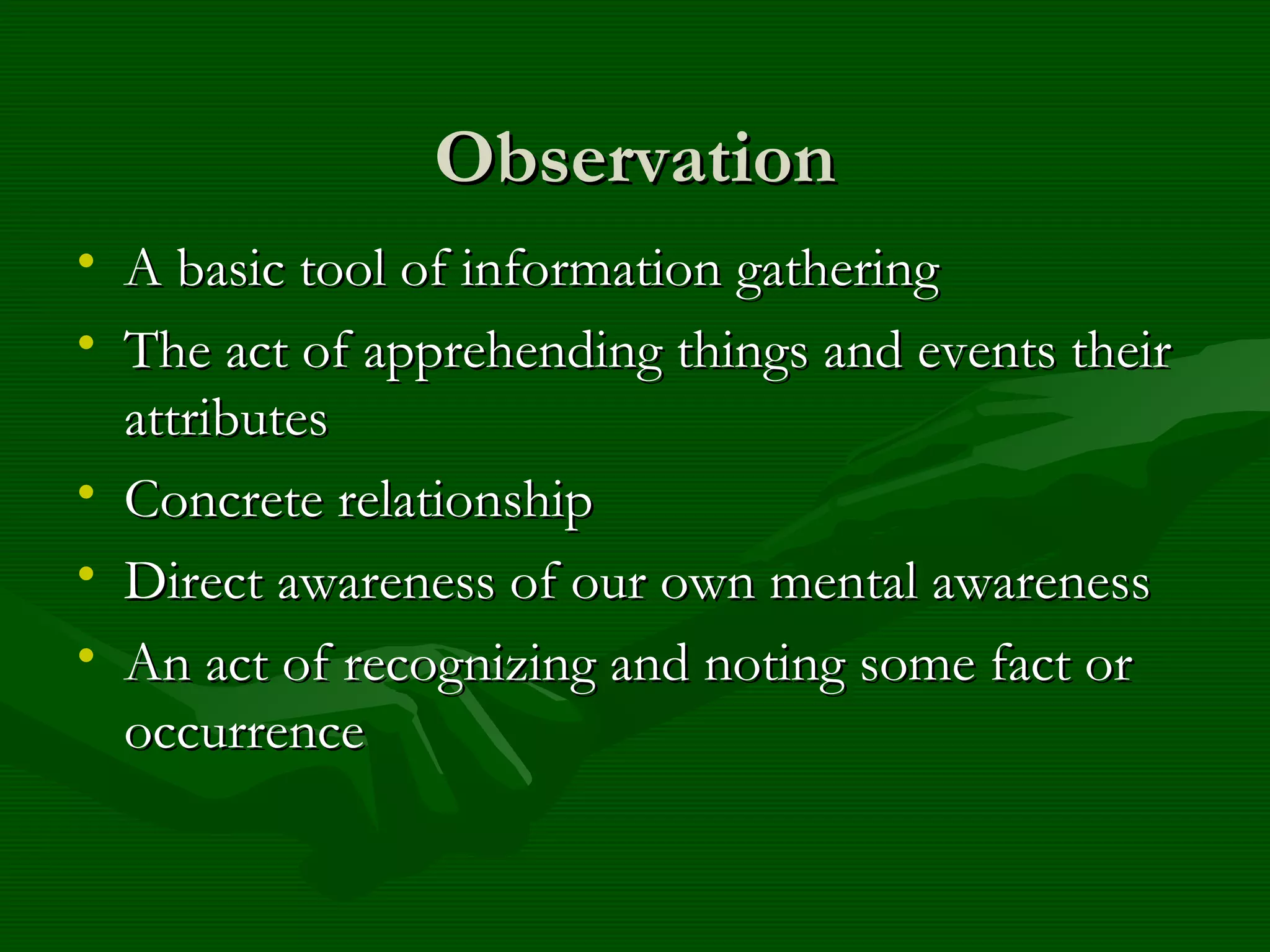 Observation: A tool of data collection | PPT