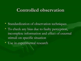 Observation: A tool of data collection | PPT