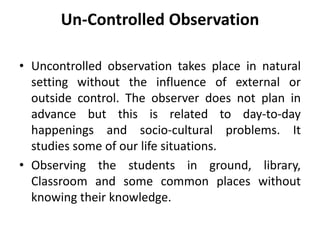 Tools and Techniques for Classroom Assessment - Observation | PPTX