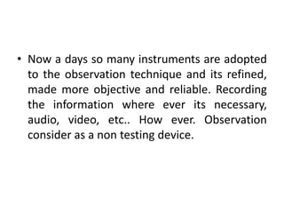 Tools and Techniques for Classroom Assessment - Observation | PPTX