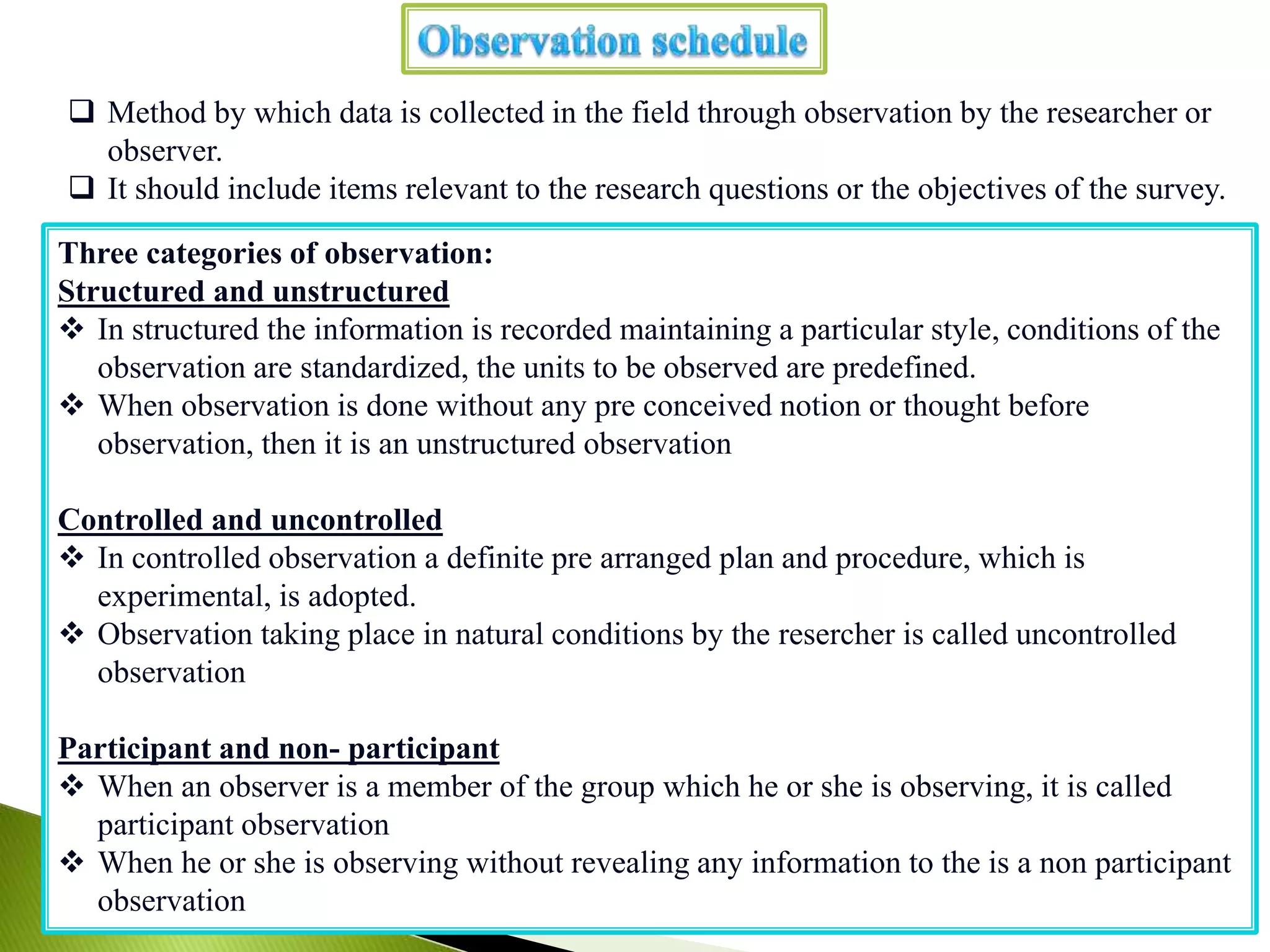 Observation: tool for data collection | PPTX